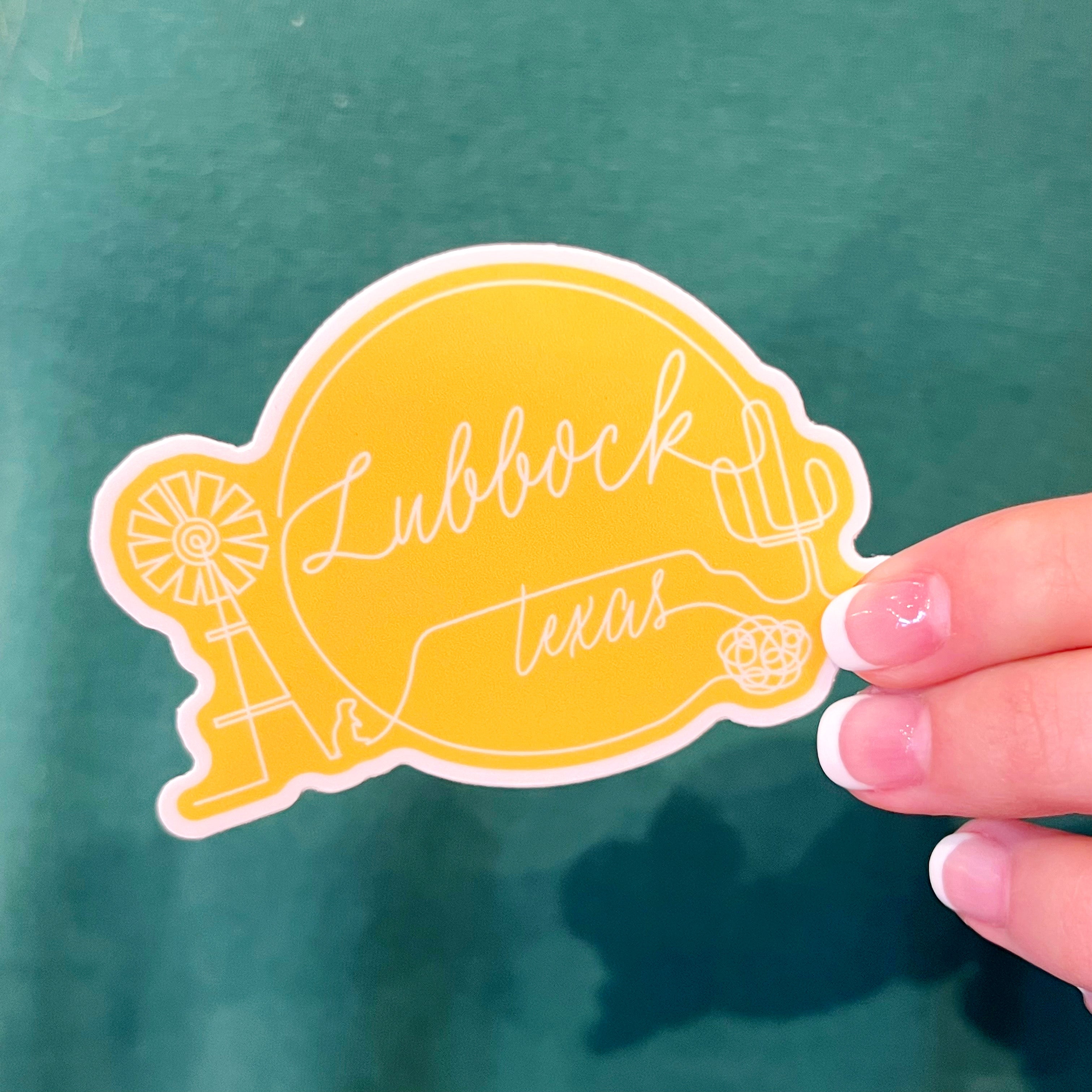 Lubbock Outline Waterproof Sticker - Barque Gifts - Lubbock, Texas