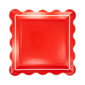Red Scalloped Square Plate – Barque Gifts