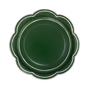 Green Scalloped Cream Lines Plate – Barque Gifts