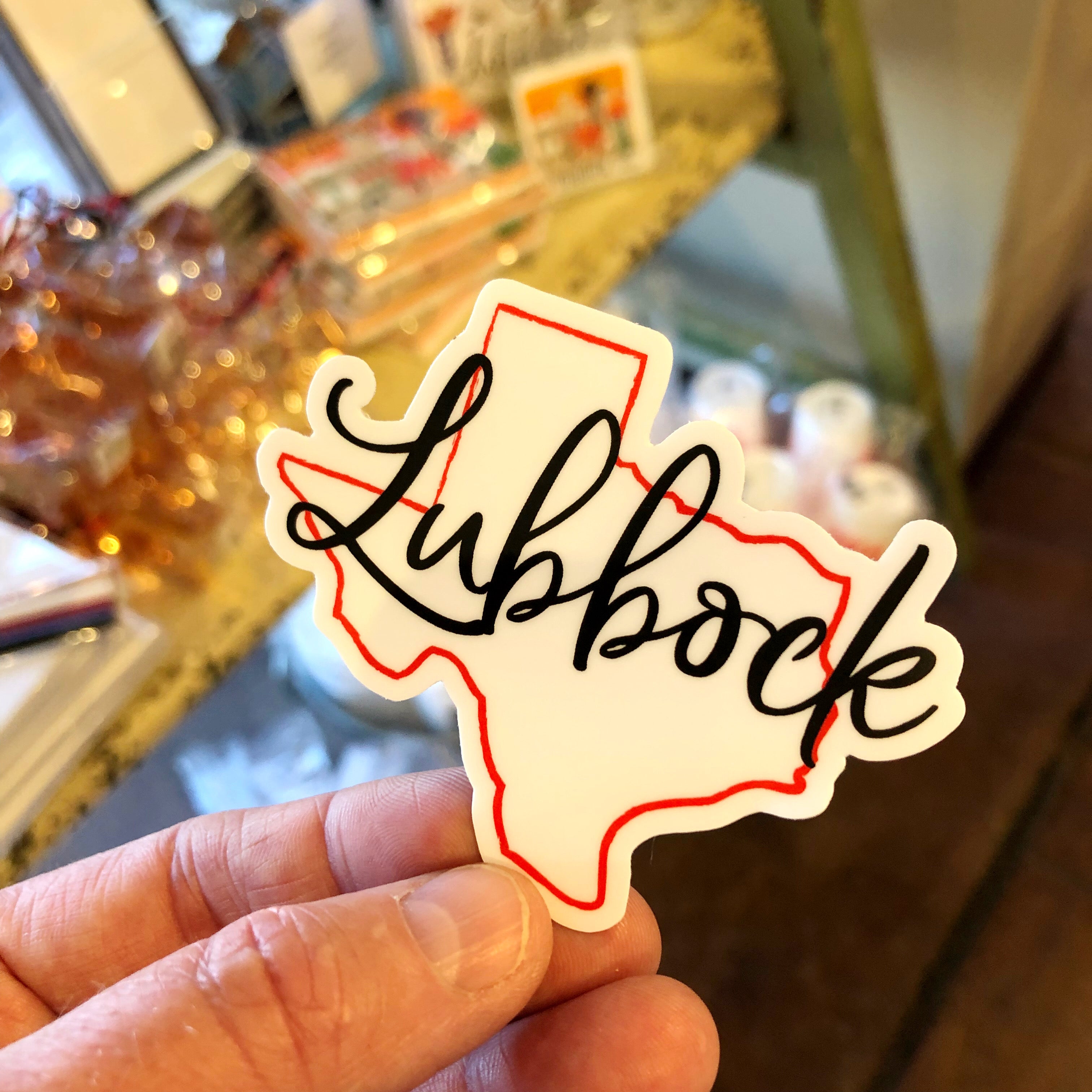 Lubbock, TX Waterproof Sticker - Barque Gifts - Lubbock, Texas